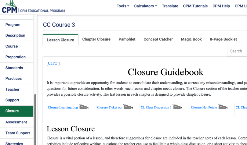CC 2nd Edition: CPM Teacher eBook Tour
