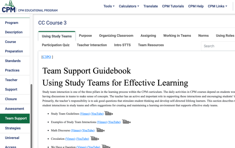 CC 2nd Edition: CPM Teacher eBook Tour