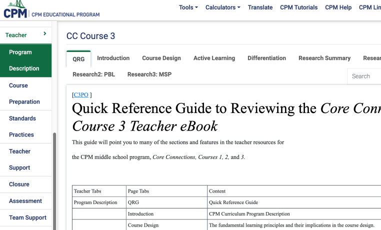 CC 2nd Edition: CPM Teacher eBook Tour