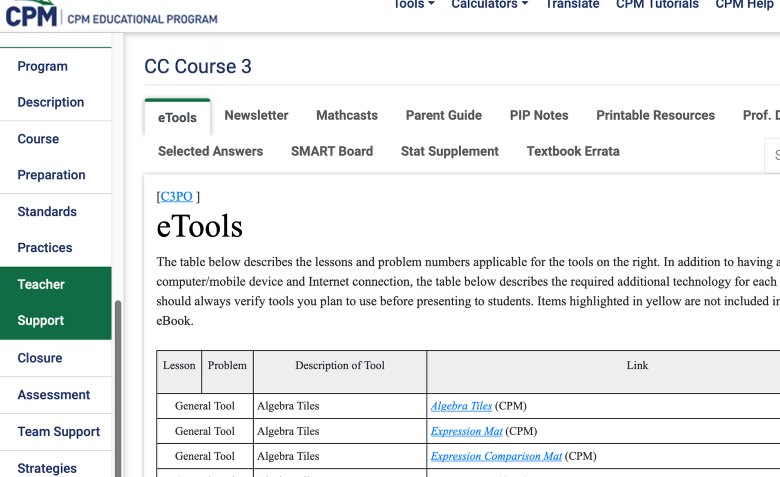 CC 2nd Edition: CPM Teacher eBook Tour