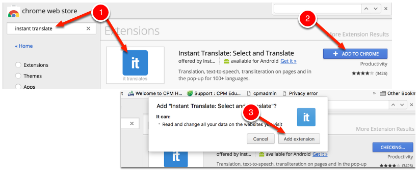 Using Google Instant Translate
