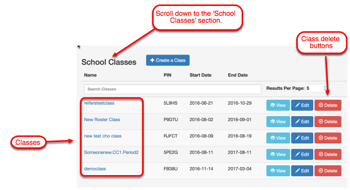 eBook Admin: Delete a Class