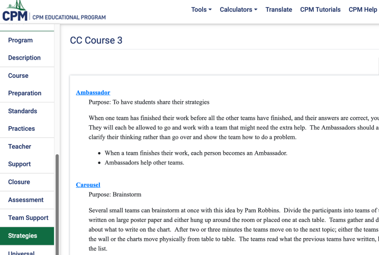 CC 2nd Edition: CPM Teacher eBook Tour